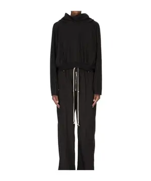 Rick Owens Temple Cropped Hooded Top - Black