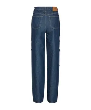ROTATE BY BIRGER CHRISTENSEN Wide-leg Buttoned Jeans - Blue