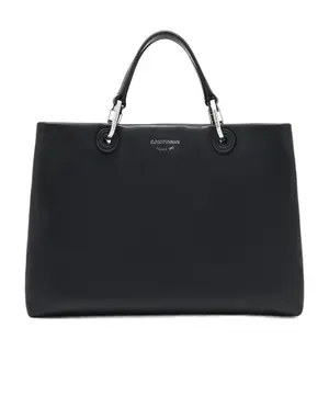 Emporio Armani Logo Stamp Medium Tote Bag - Black