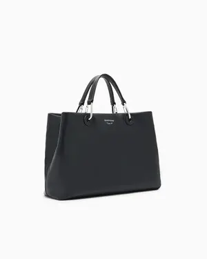 Emporio Armani Logo Stamp Medium Tote Bag - Black