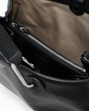 Emporio Armani Logo Stamp Medium Tote Bag - Black