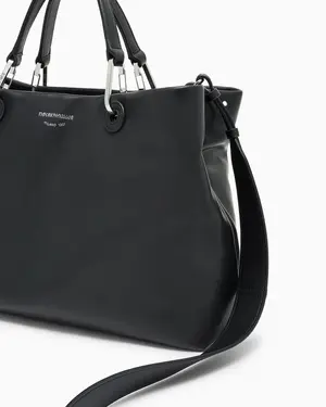Emporio Armani Logo Stamp Medium Tote Bag - Black