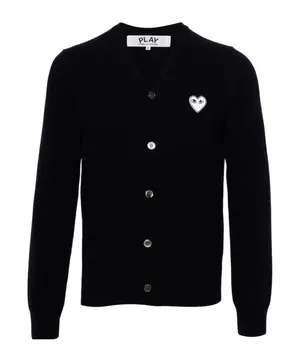Play Comme Des Garcon V-neck Cardigan With Heart Applique