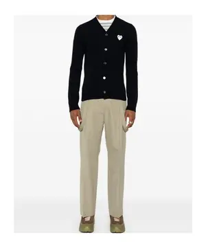 Play Comme Des Garcon V-neck Cardigan With Heart Applique