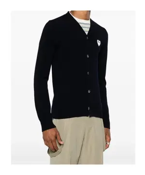 Play Comme Des Garcon V-neck Cardigan With Heart Applique