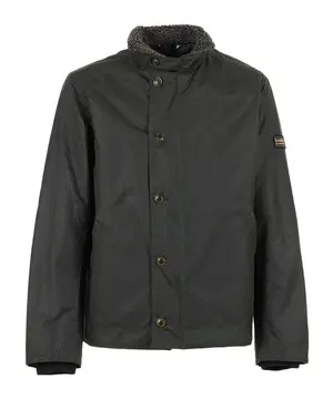 Barbour Long Sleeve Jacket With Button Closure And Textured Collar