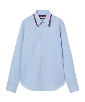 Gucci Web Trim Oxford Shirt - Light Blue