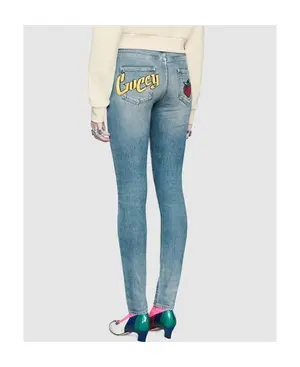 Gucci Logo Patch Skinny Fit Jeans