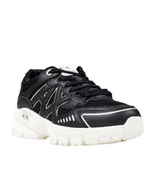 Armani Exchange Logo Detail Lace-up Sneakers - Black