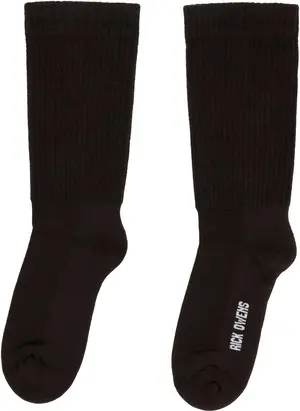 Rick Owens Logo Intarsia Knit Mid Calf Socks