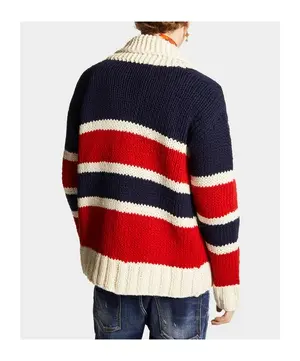 Dsquared2 Striped Knit Cardigan With Bear Appliqu