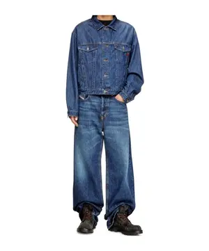 DIESEL® D-ranger Embroidered Denim Trucker Jacket - Medium Blue
