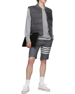 Thom Browne 4-bar Stripe Crewneck Sweatshirt - Light Grey