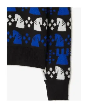 Burberry Chess Intarsia-knit Crewneck Jumper - Blue