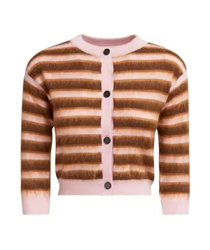 Marni Striped Wool-mohair Cardigan - Brown