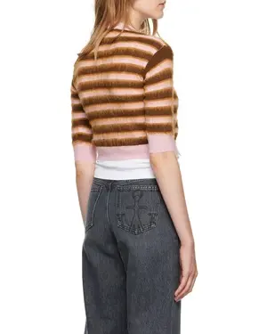 Marni Striped Wool-mohair Cardigan - Brown