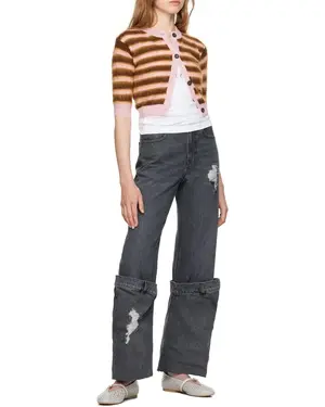 Marni Striped Wool-mohair Cardigan - Brown