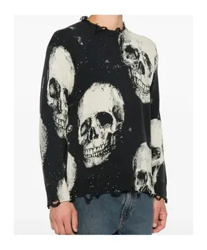 R13 Skull Pattern Pullover