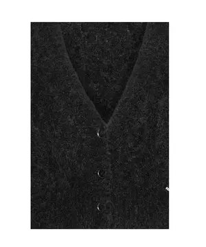 ROTATE BY BIRGER CHRISTENSEN Fluffy Knit V-neck Cardigan - Black