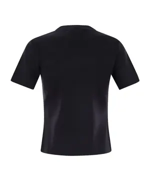 Max Mara Crewneck T-shirt With Logo - Black