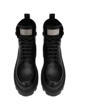 Dolce & Gabbana Logo Plaque Lace-up Ankle Boots