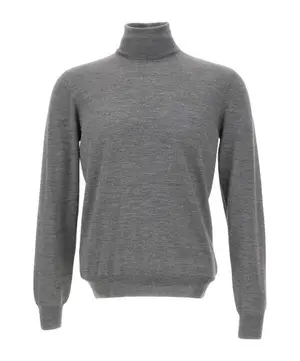GRAN SASSO Long-sleeved Turtleneck Jumper In Wool-silk Blend - Grey