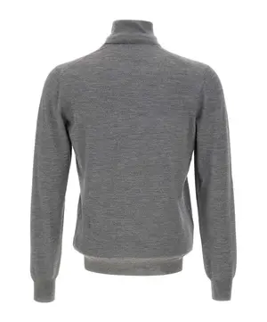 GRAN SASSO Long-sleeved Turtleneck Jumper In Wool-silk Blend - Grey
