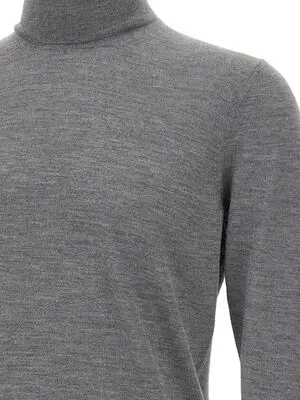 GRAN SASSO Long-sleeved Turtleneck Jumper In Wool-silk Blend - Grey