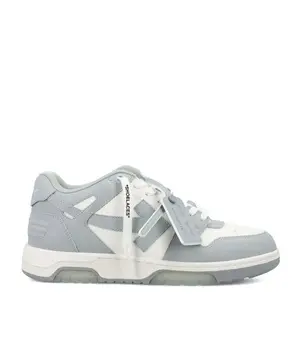 Off-White Round Toe Low Top Casual Lace-up Sneakers - Gray