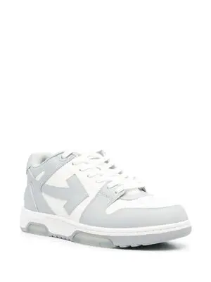 Off-White Round Toe Low Top Casual Lace-up Sneakers - Gray