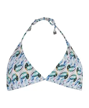 Tory Burch Printed Halterneck Bikini Top - Blue