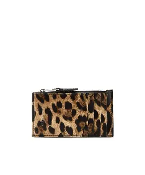 Alexander McQueen Leopard Printed Zipprf Card Holder
