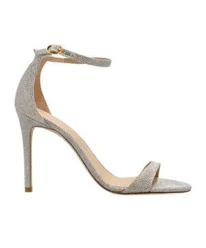 STUART WEITZMAN Open-toe Stiletto Sandals With Buckle Detail - Silver