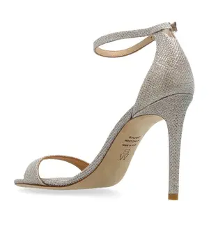 STUART WEITZMAN Open-toe Stiletto Sandals With Buckle Detail - Silver