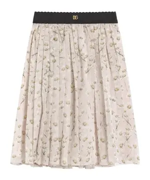 Dolce & Gabbana Pleated Daisy-print Midi Skirt