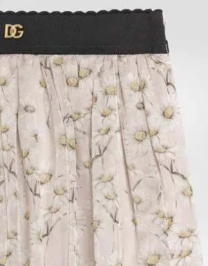 Dolce & Gabbana Pleated Daisy-print Midi Skirt