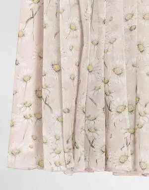 Dolce & Gabbana Pleated Daisy-print Midi Skirt