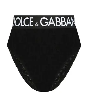 Dolce & Gabbana Dolce Gabbana High Waist Logo Waistband Briefs - Black