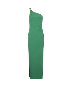 Ralph Lauren One-shoulder Draped Maxi Dress With Side Slit