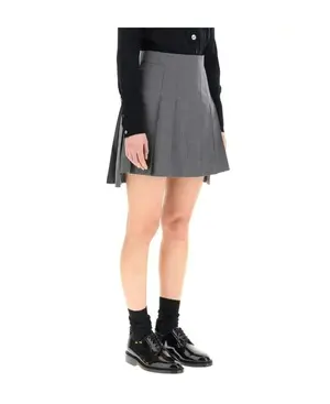 Thom Browne Pleated Mini Skirt - Medium Gray