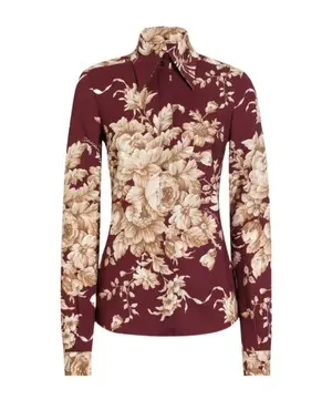 Dolce & Gabbana Rose-printed Charmeuse Shirt - Red