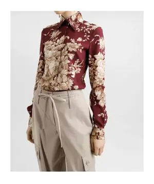 Dolce & Gabbana Rose-printed Charmeuse Shirt - Red