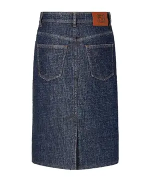 Fendi Ff Jacquard Denim Midi Skirt