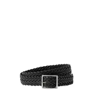 NILI LOTAN Nicola Braided Leather Belt - Black
