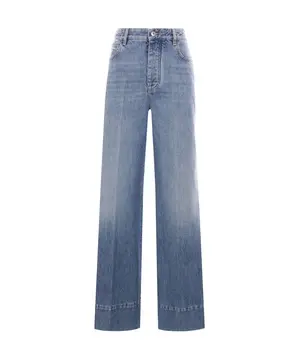Bottega Veneta Buttoned Wide-leg Jeans - Medium Blue