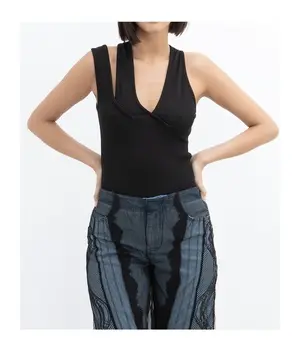Christopher Esber Asymmetric Ribbed V-neck Tank Top