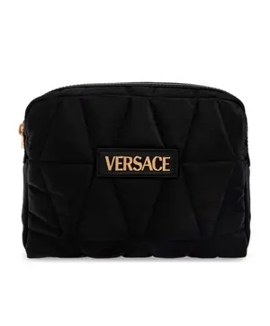 Versace Logo Plaque Quilted Belt Bag - Black