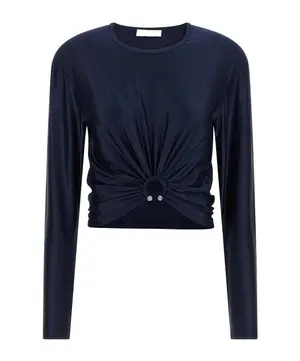 Rabanne Long Sleeve Round Neck Top With Piercing Detail