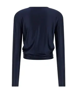 Rabanne Long Sleeve Round Neck Top With Piercing Detail