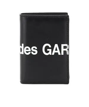 Comme Des Garçons Huge Logo Mini Bi-fold Leather Wallet - Black